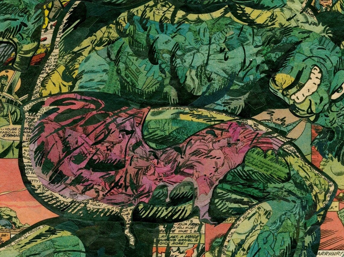 Anual Collage Comic Hulk impresión de Giclee - Etsy México