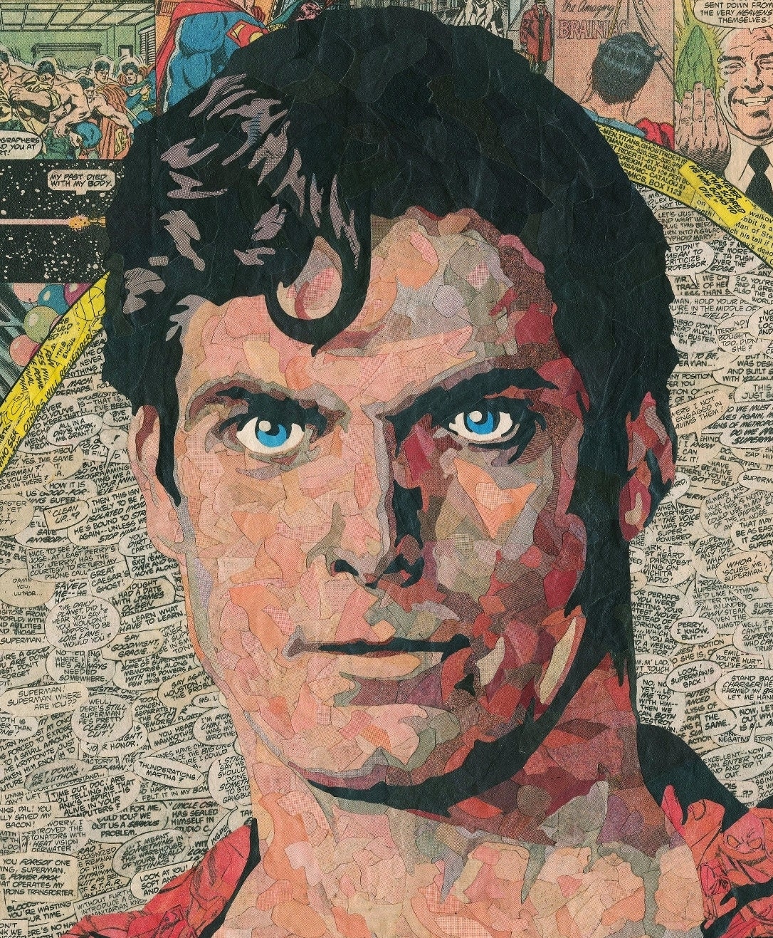 Christopher Reeve Superman Comic Collage Giclee Print - Etsy