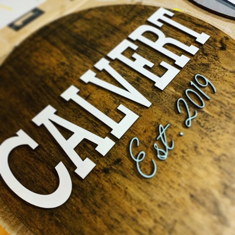 Custom Round Wooden 3D Laser Cut Name Sign Personalized Etsy Custom Round Wooden 3D Laser Cut Name Sign Personalized Etsy