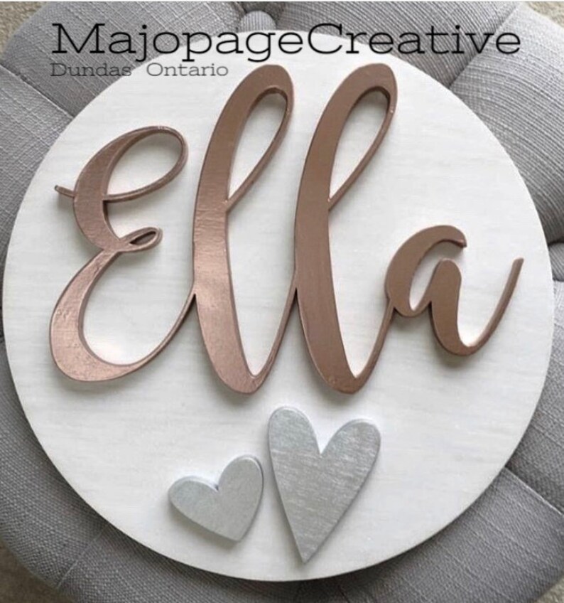 Custom Round Wooden 3D Laser Cut Name sign Personalized | Etsy