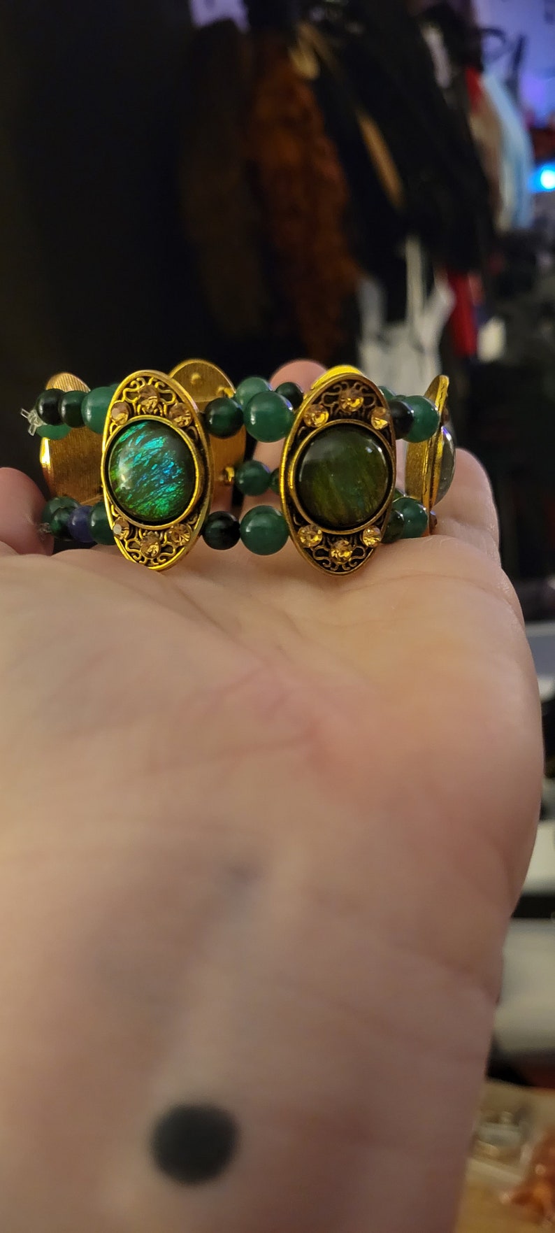 Loki-inspired Stretch Stone/shield Bracelet - Etsy