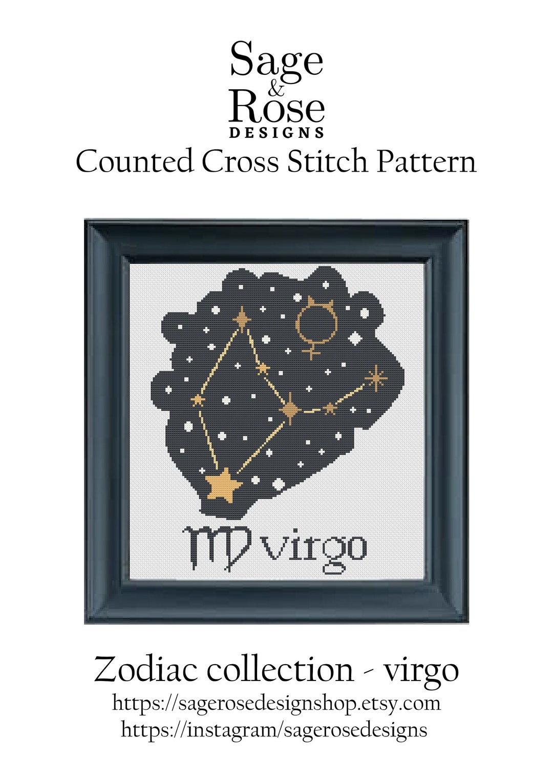 Cross Stitch Pattern Zodiac - Virgo, PDF Instant Download - Etsy