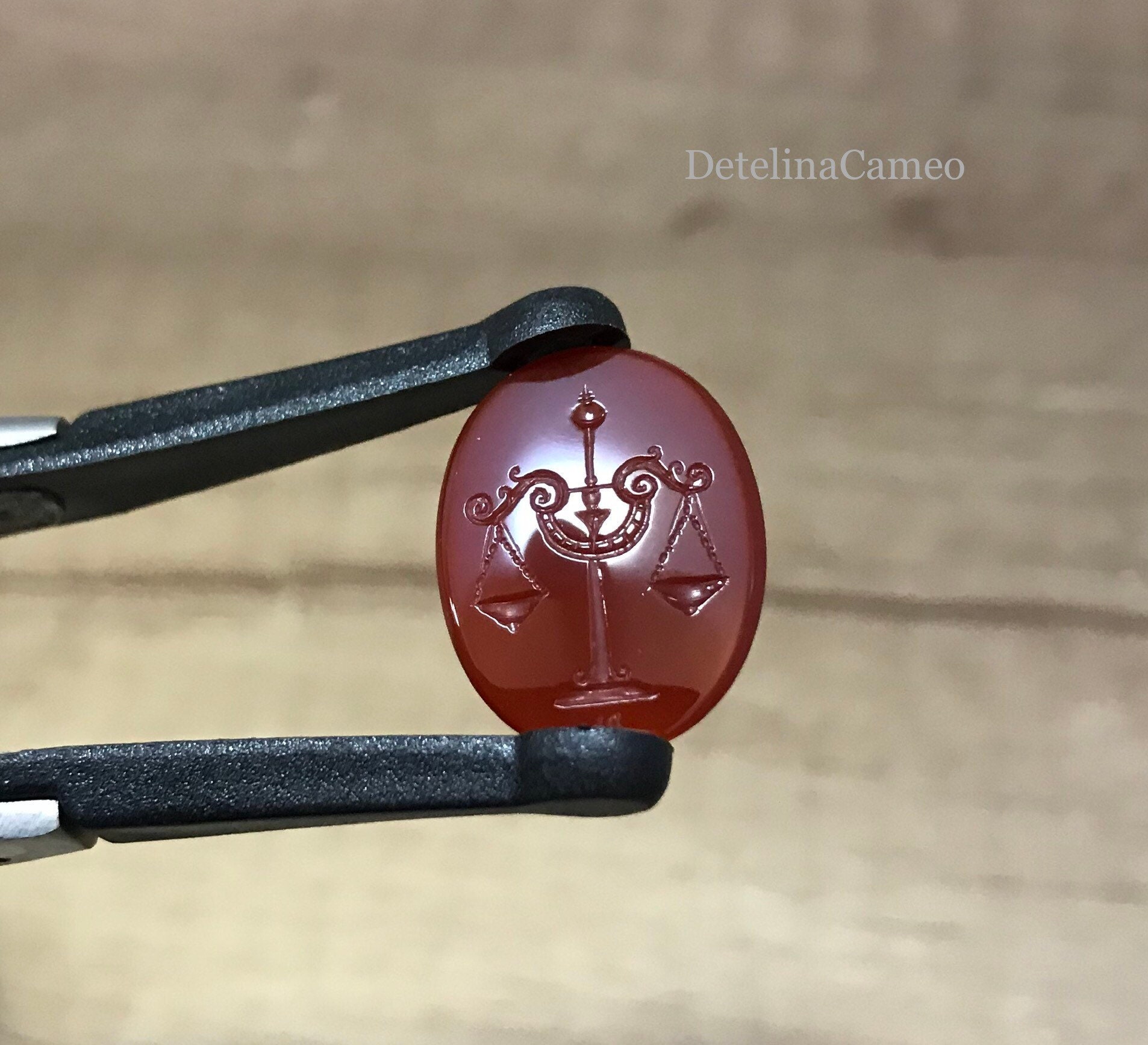 Hand Carved Red Chalcedony Intaglio Libra, Zodiac Sign, Gem Carving ...