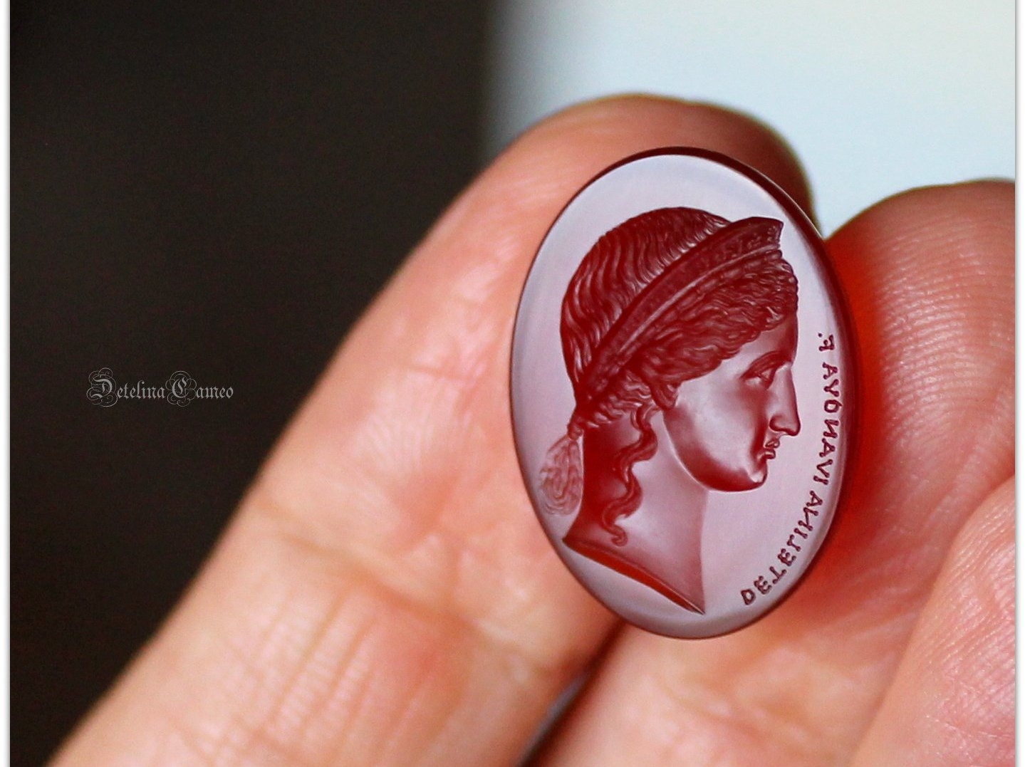 Carnelian intaglio Hera Hand-carved intaglio Gemstone | Etsy