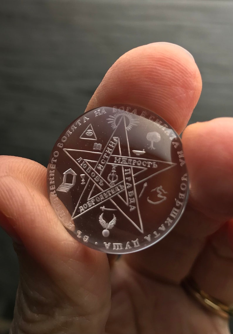 Hand-carved Rock Crystal Intaglio Pentagram, Amulet Jewelry, Gem ...