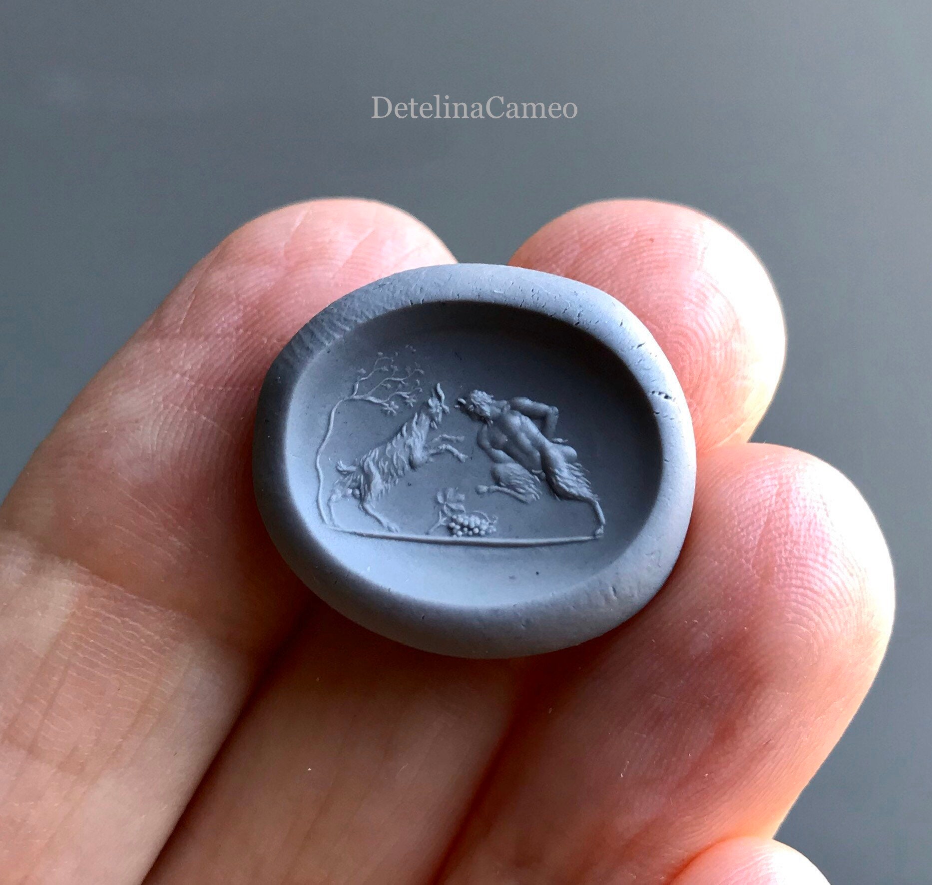 Amethyst Intaglio Satyr and Goat, Gemstone Carving, Ancient Style ...