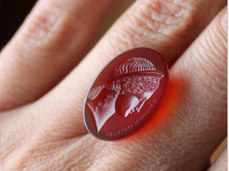 Carnelian Intaglio * Hera *, Hand-carved Intaglio, Gemstone Carving ...
