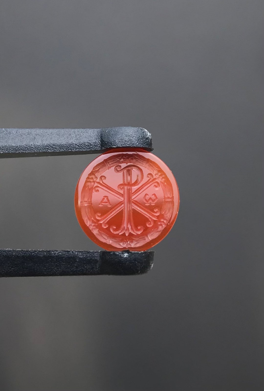 Red Chalcedony Intaglio Chi-rho, Christogram, Emperor Constantine Sign ...