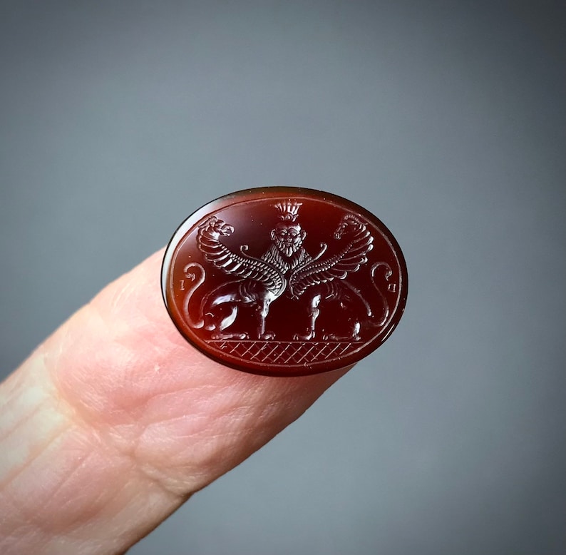 Chalcedony Intaglio Bes-sphinx, Phoenician Gemstone, Hand Engraved ...