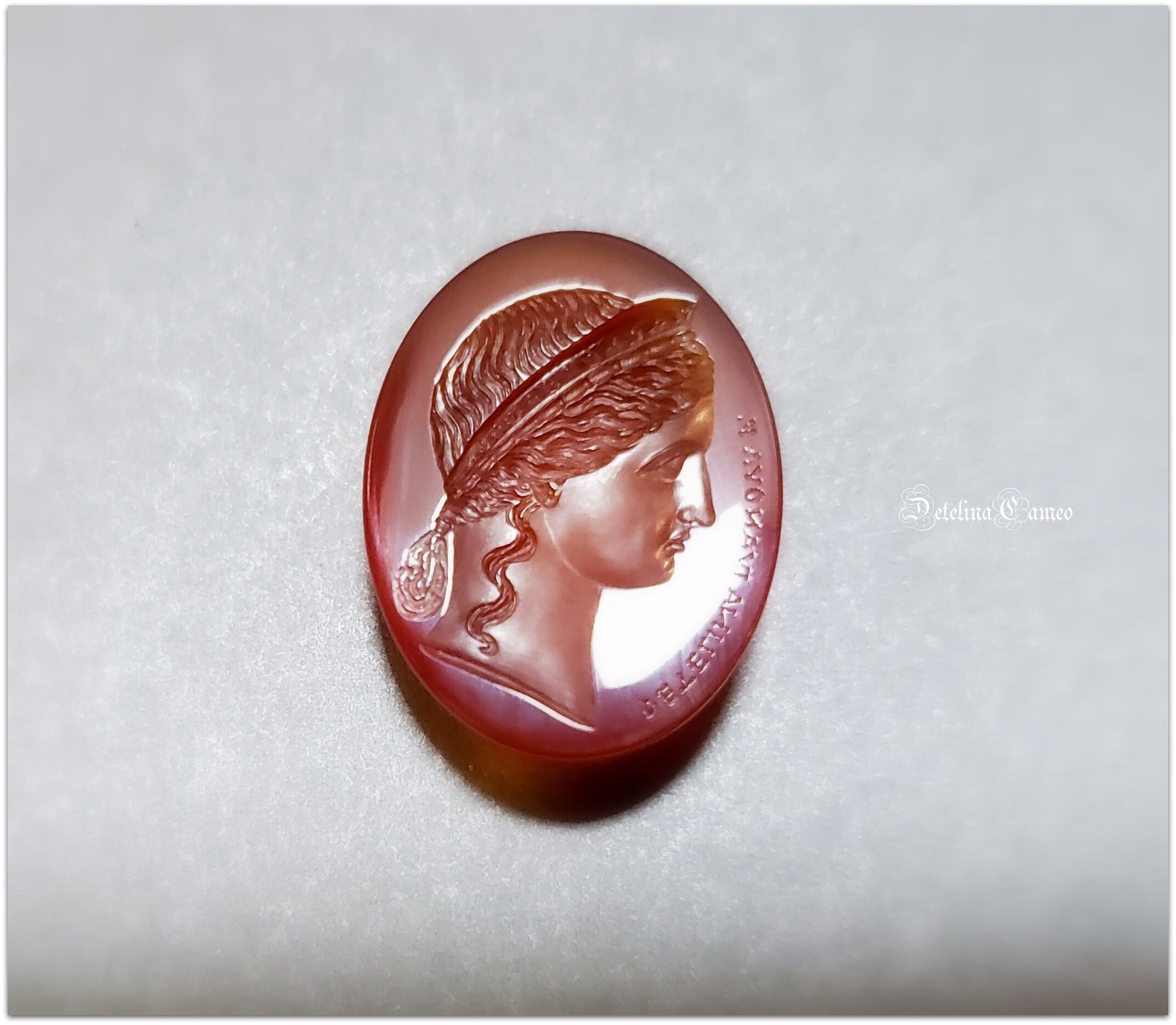 Carnelian intaglio Hera Hand-carved intaglio Gemstone | Etsy