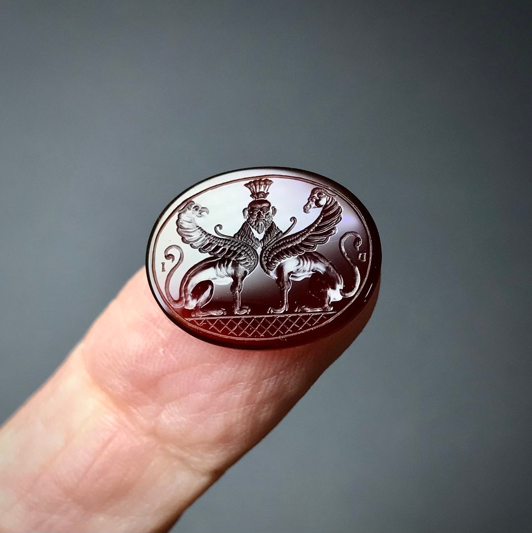 Chalcedony Intaglio Bes-sphinx, Phoenician Gemstone, Hand Engraved ...