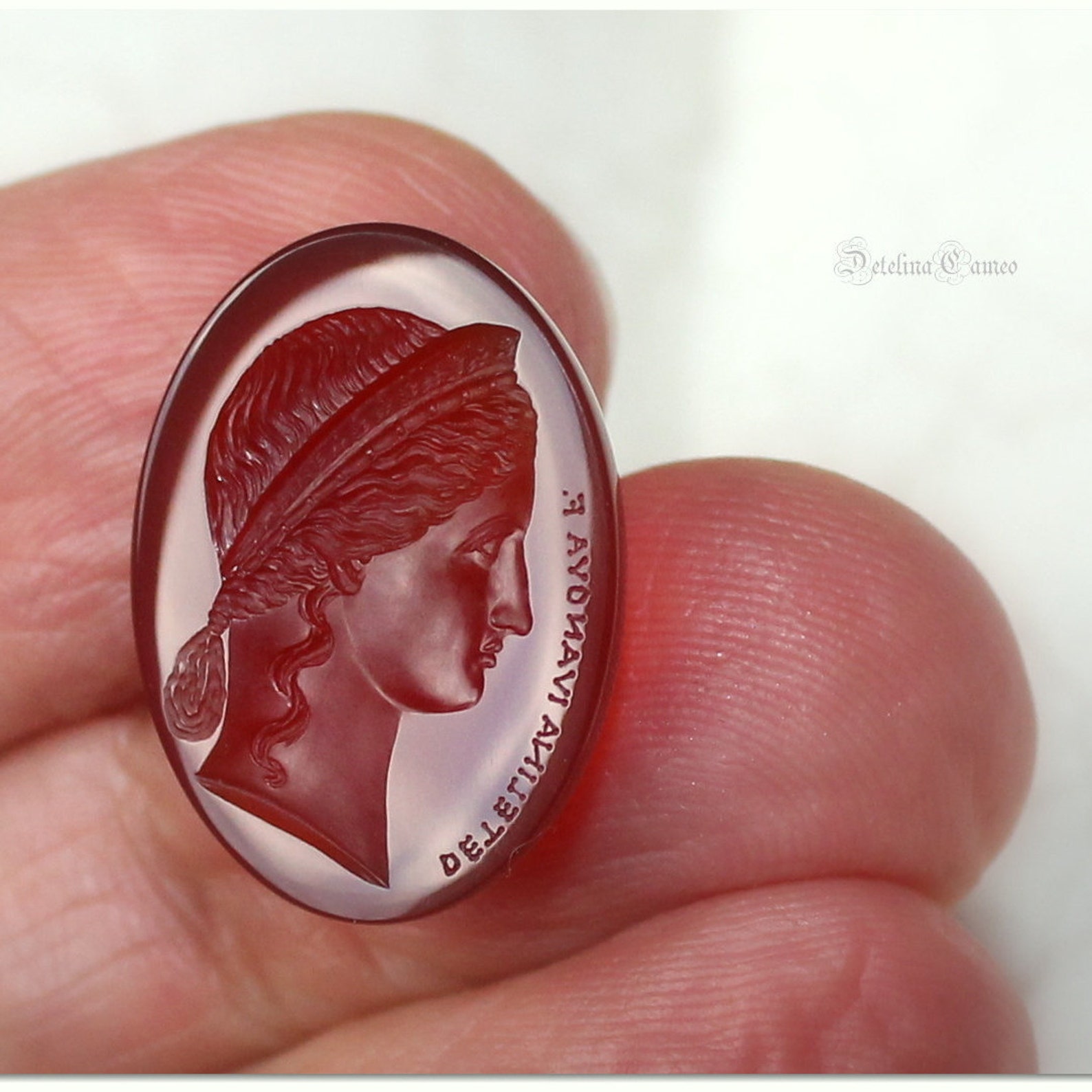 Carnelian Intaglio * Hera *, Hand-carved Intaglio, Gemstone Carving ...