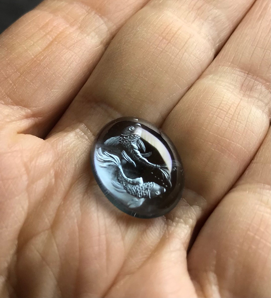 Aquamarine intaglio Fish , Fish jewelry, engraved gem, Gem carving ...