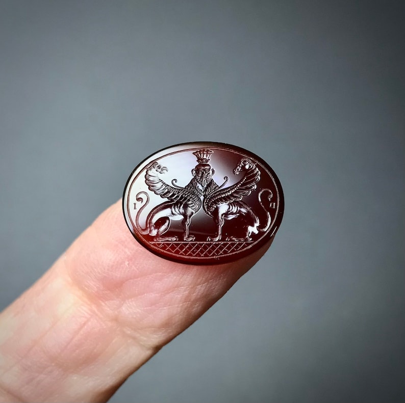 Chalcedony Intaglio Bes-sphinx, Phoenician Gemstone, Hand Engraved ...