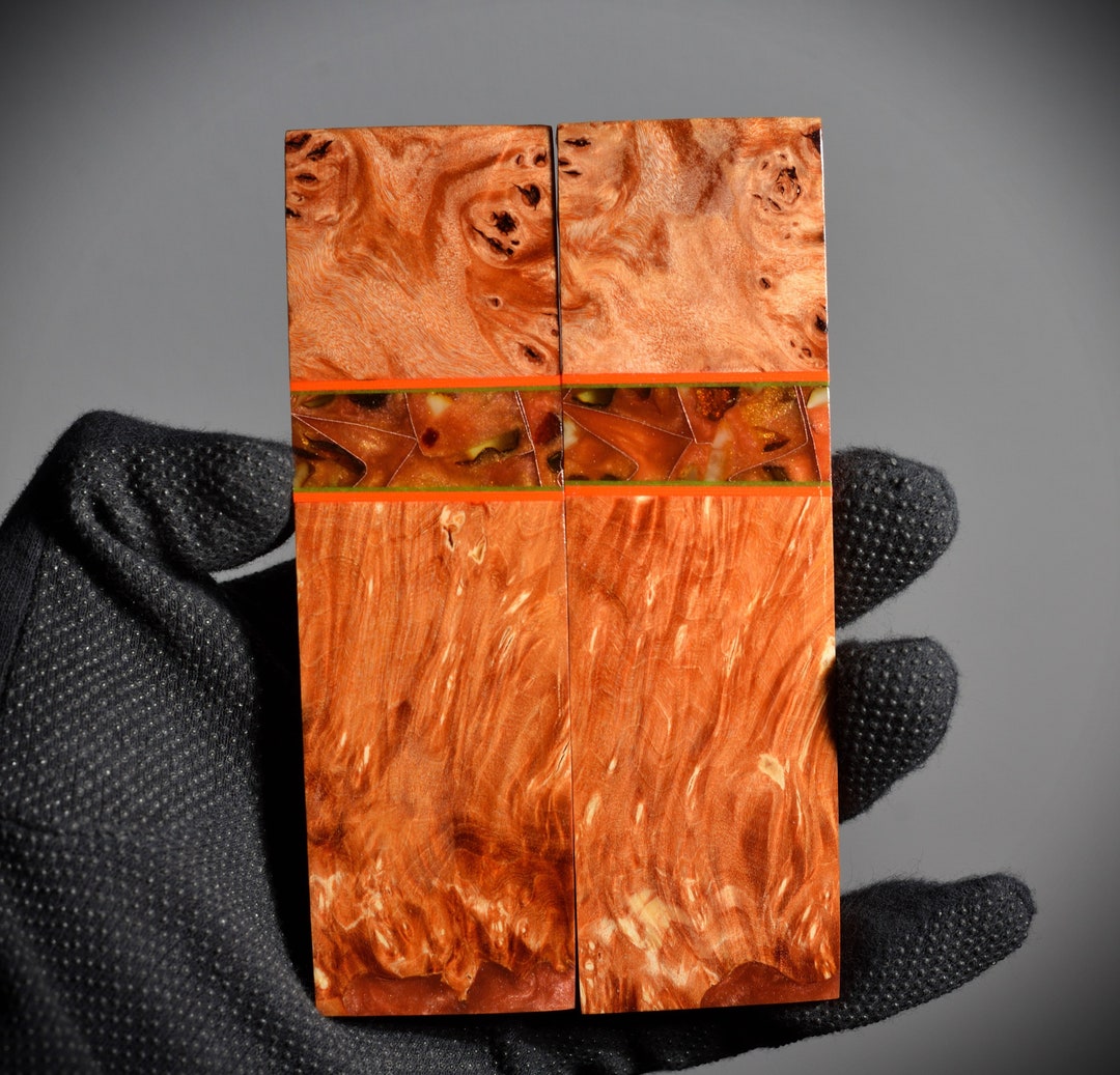 2x Segmented Amber Scales Stabilize Wood Burl for Knife Handle - Etsy