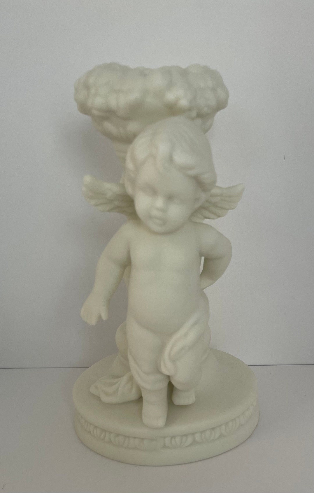Vintage White Ceramic Cherub Angel Candle Holder 5.5'' Tall - Etsy