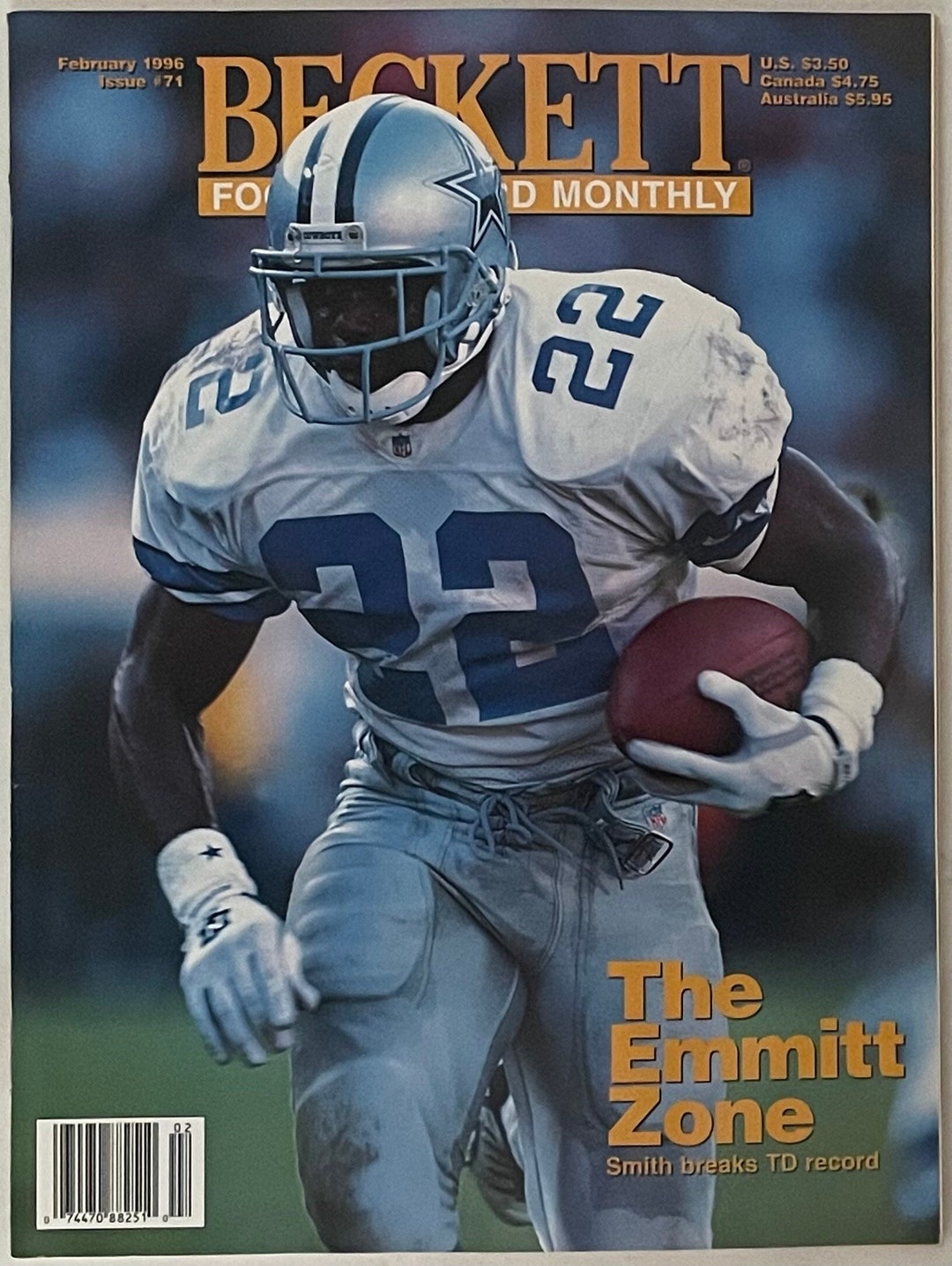 Beckett Football Card Monthly Magazine Emmitt Smith February 1996 - Etsy