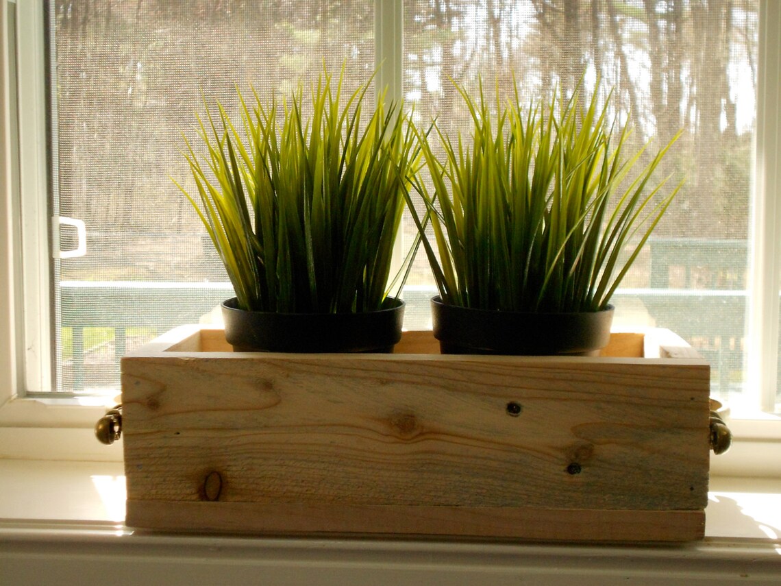 Window Planter Box With Vintage Brass Handles Made From - Etsy