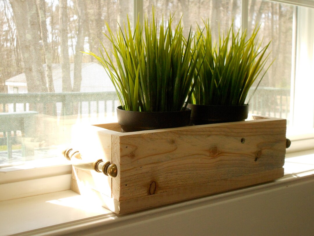 Window Planter Box With Vintage Brass Handles Made From Reclaimed ...