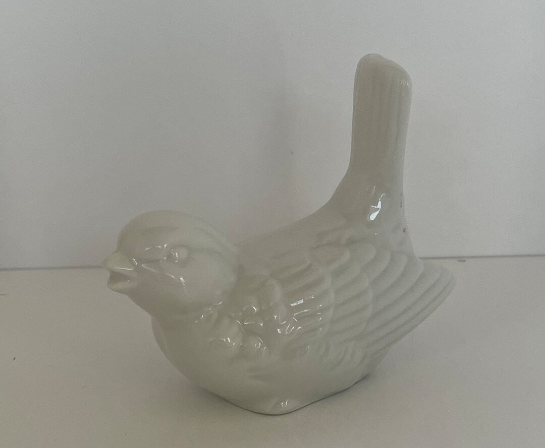 Decorative White Ceramic Bird - Etsy