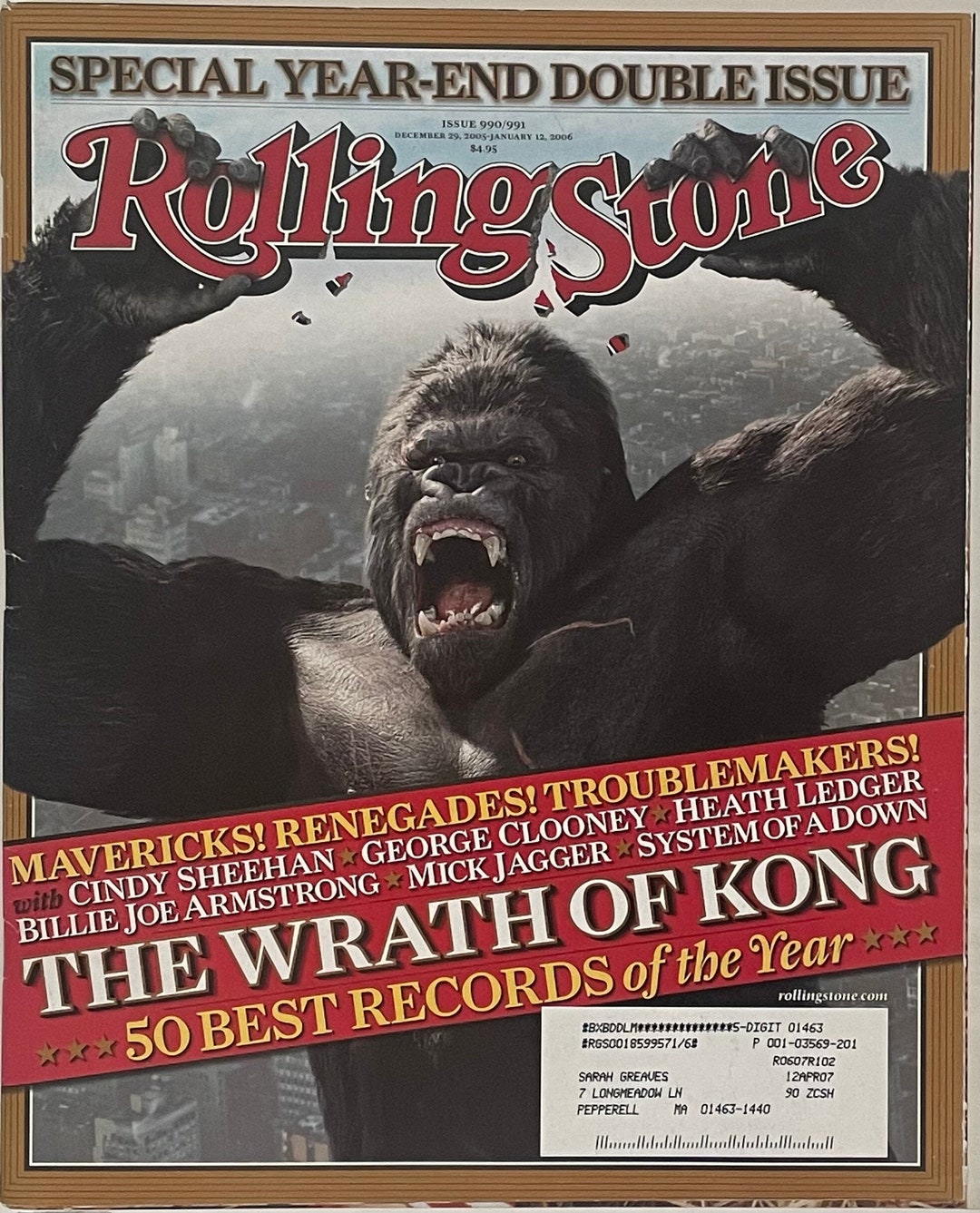 Rolling Stone Magazine King Kong December 29, 2005 January 12, 2006 - Etsy