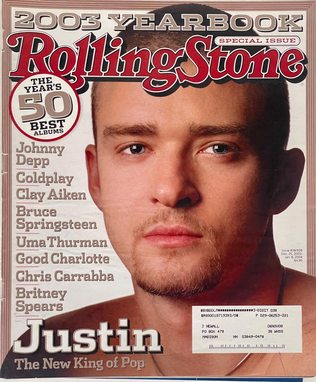 Rolling Stone Magazine December 25, 2003 - January 8, 2004 Justin ...