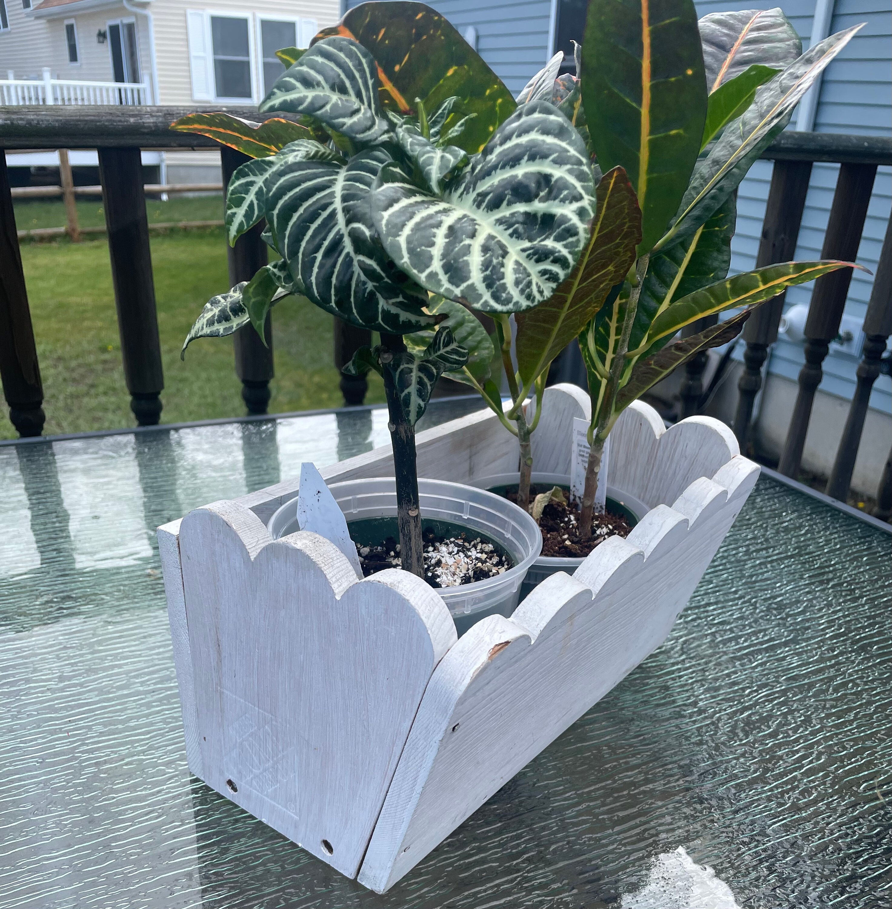 Reclaimed Wood Distressed White Paint Planter Box, Outdoor Planter Box ...