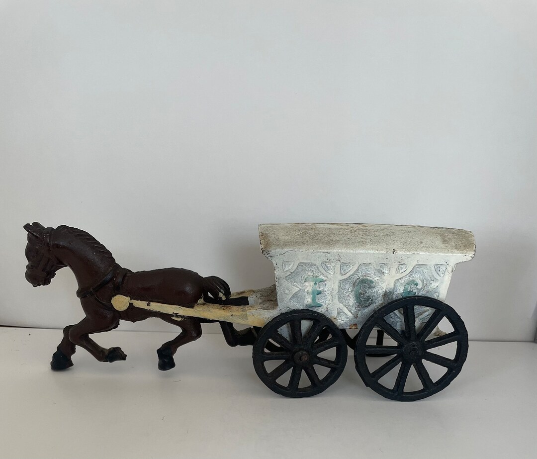 Vintage ~ Cast Iron ~ Ice Wagon With Horse ~ Split Casting - Etsy