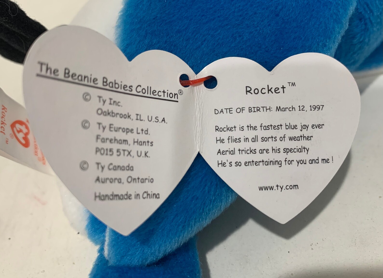 Rare 1997 Ty Beanie Baby Rocket the Blue Jay , Star on the Tush Tag ...
