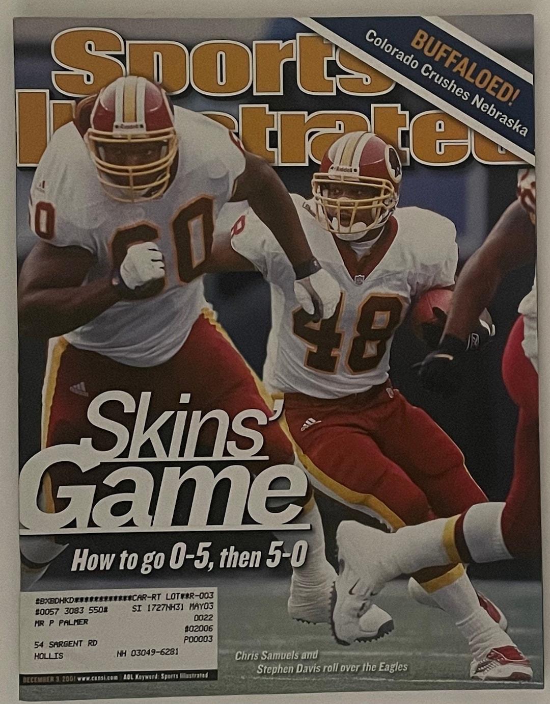 Sport Illustrated Magazine Chris Samuel December 3, 2001 - Etsy