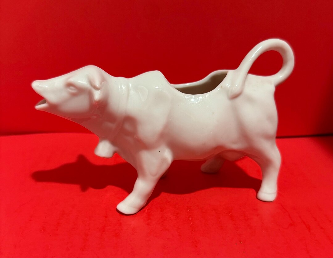 Vintage Porcelain White Cow Creamer - Etsy