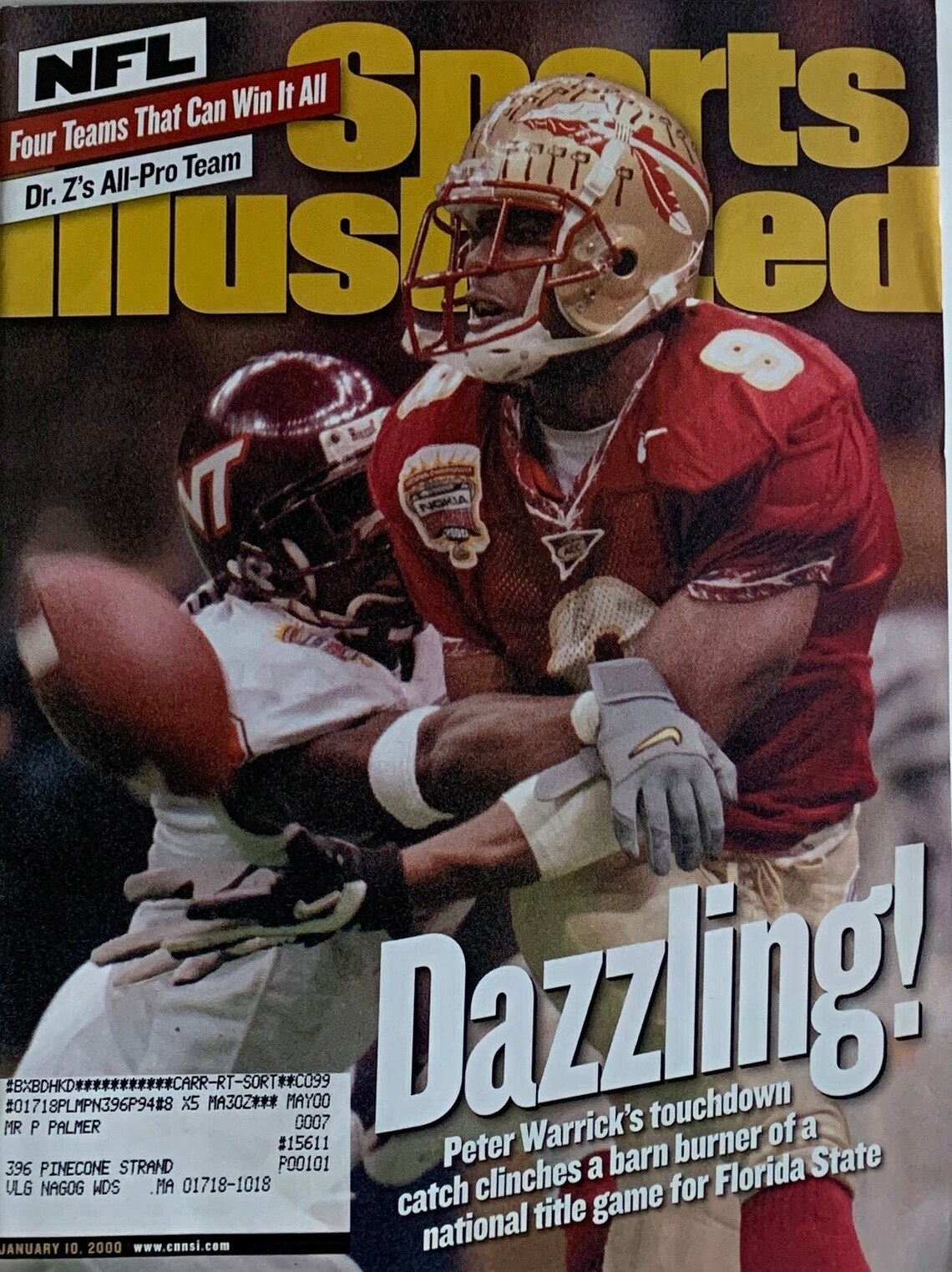 Collectible Sport Illustrated Magazine Peter Warrick Florida State ...