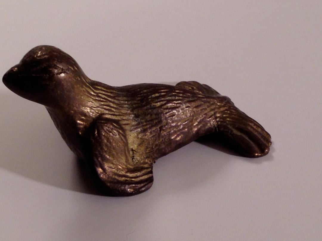 Vintage Solid Brass Sea Lion Figurine - Etsy