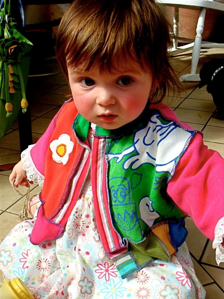 Cute Little Girl's Jacket-upcycled and Embroidered With Big Daisy and ...