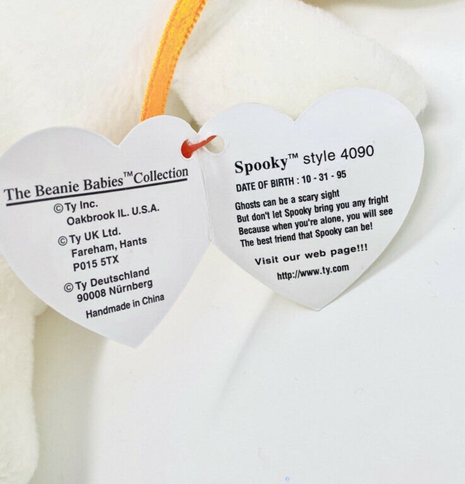 Vintage 1995 TY spooky Ghost Beanie Baby P.V.C. - Etsy