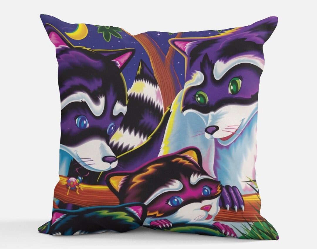 Lisa Frank raccoon Family Decorative Throw Pillow 14x14 - Etsy