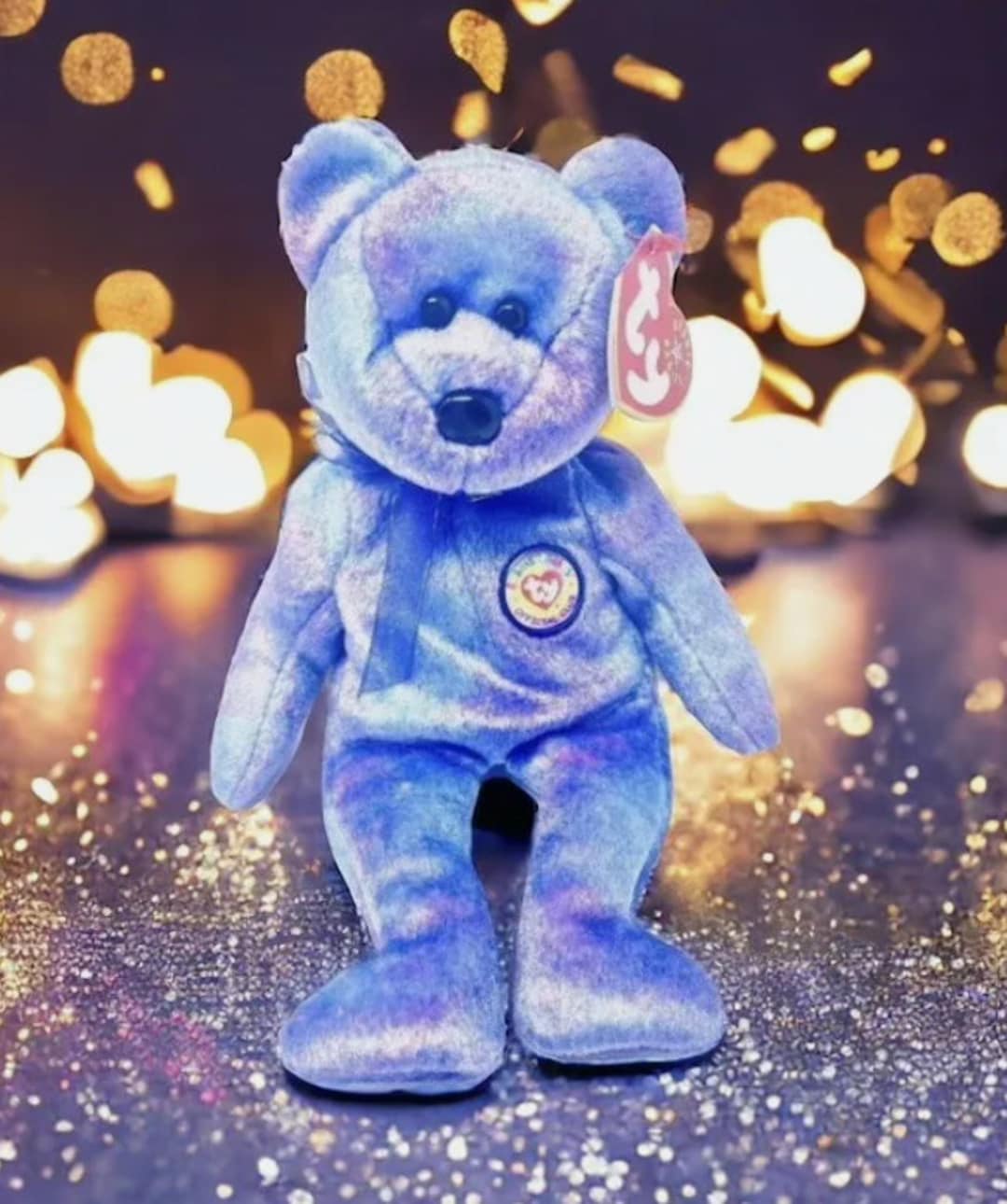 Vintage 2001 TY Official Club Bear “clubby IV” Beanie Baby Holographic ...