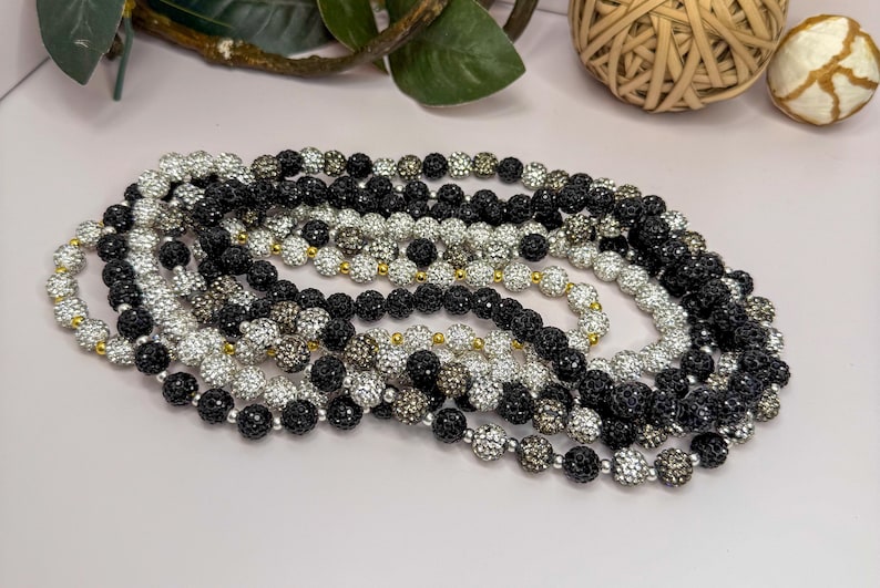 Stretchy No Clasp Design! Shamballa Beaded Necklaces: Sparkle On! - Etsy