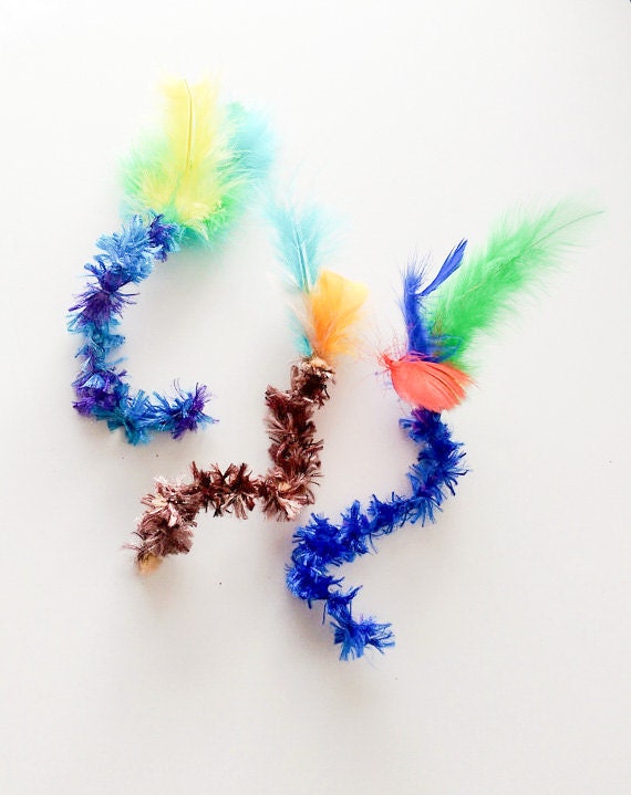 3 Squiggly Soft Cat Toys Optional Feathers Catnip Bell No - Etsy