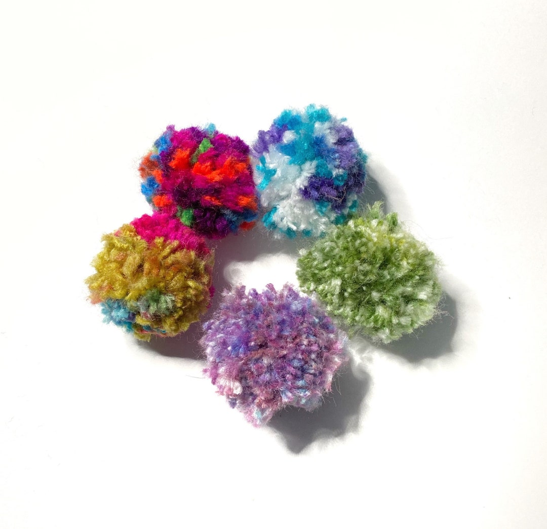 Cat Puff Ball Cat Toys 4 Pom Pom Balls for Cats to Play With - Etsy