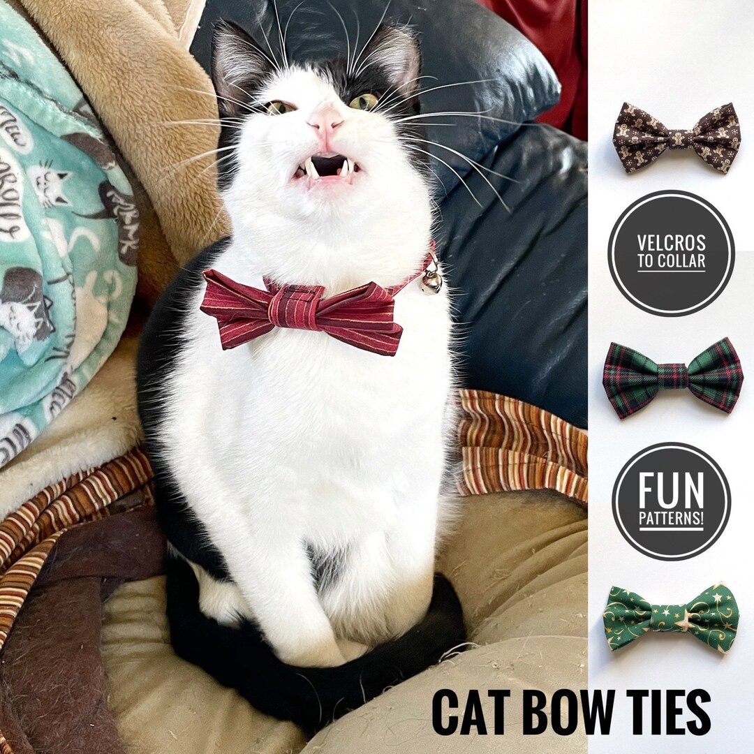 Holiday Cat Bow Tie, Festive Pet Accessories - Etsy