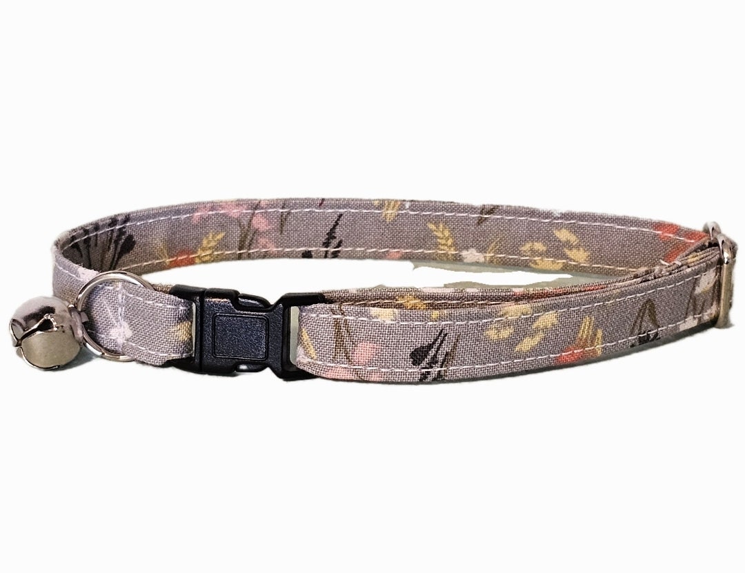 Grey Floral Kitten Collarss, Adjustable for Small Kittens to Large Cat ...