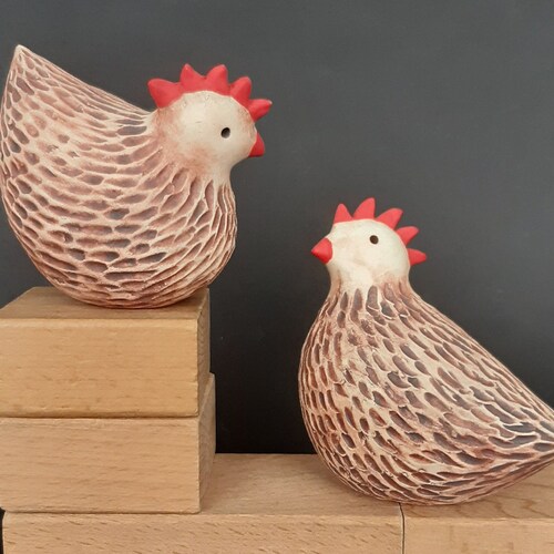 Funky Punky Chicken Handmade Ceramic Hen | Etsy