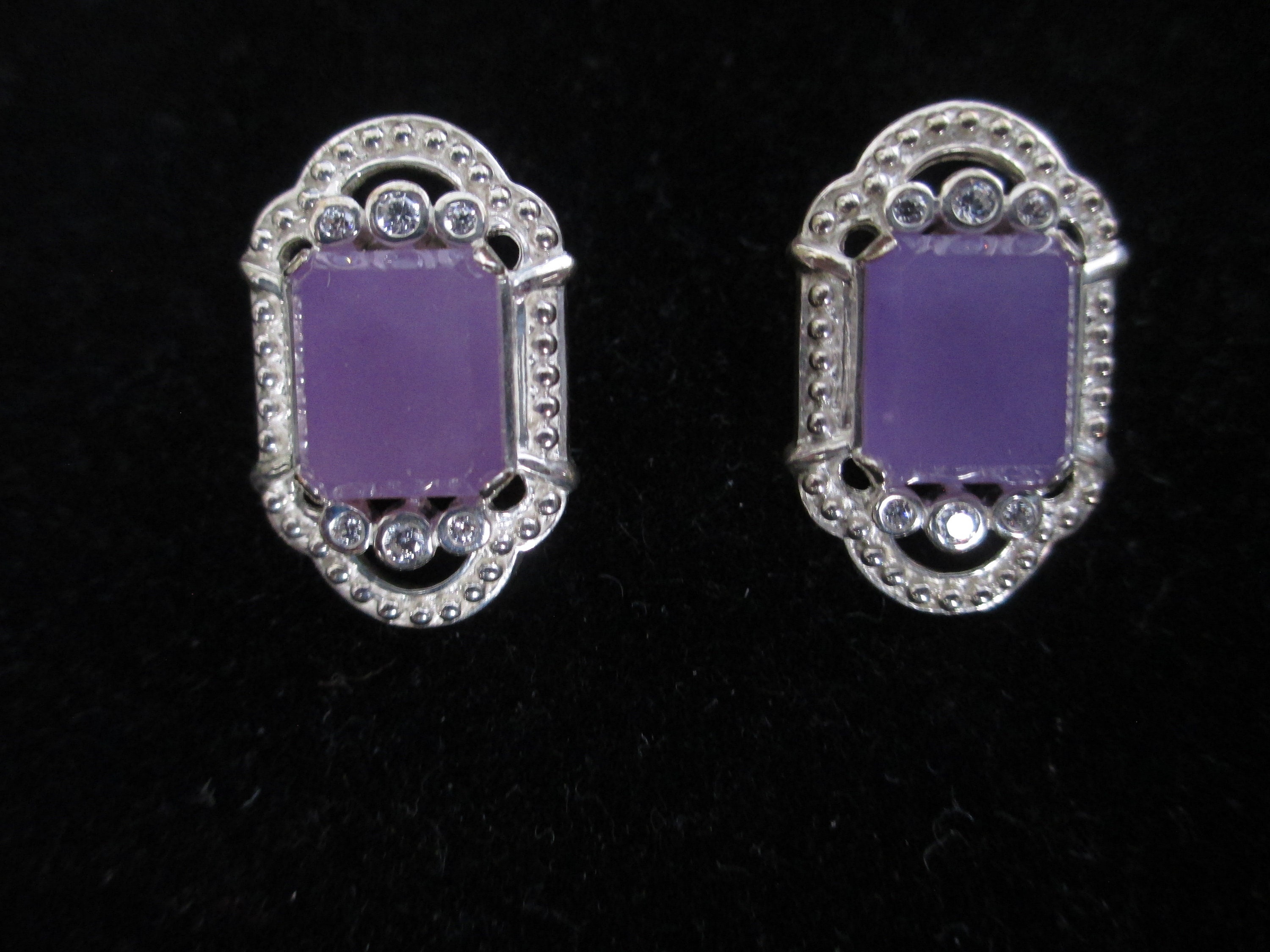 Judith Ripka Sterling Silver & Purple Chalcedony Necklace and Earring ...