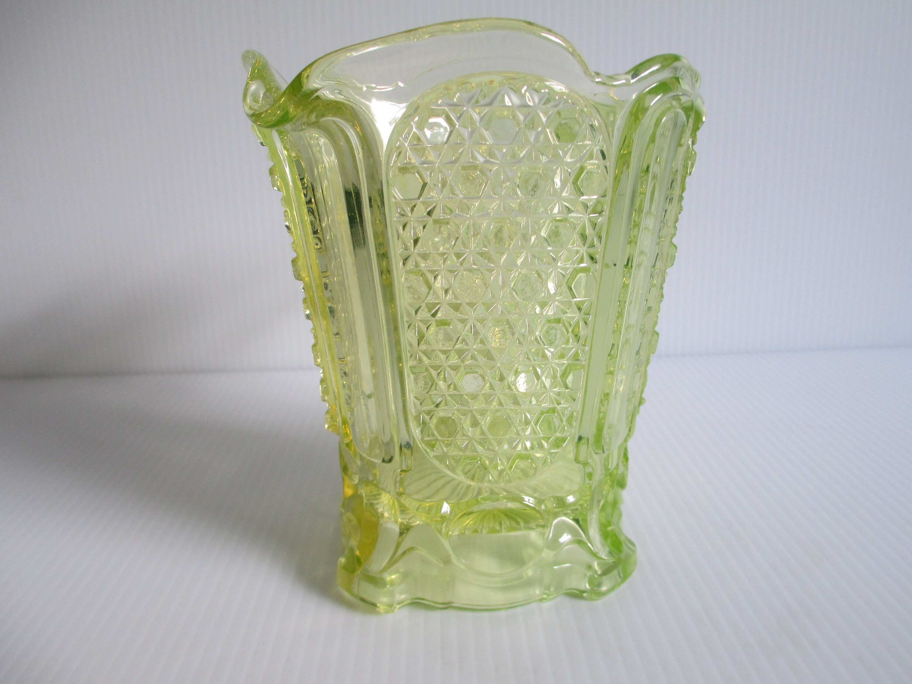 Bryce Brothers Vaseline Glass Fine Cut and Panel Milk Pitcher - Etsy