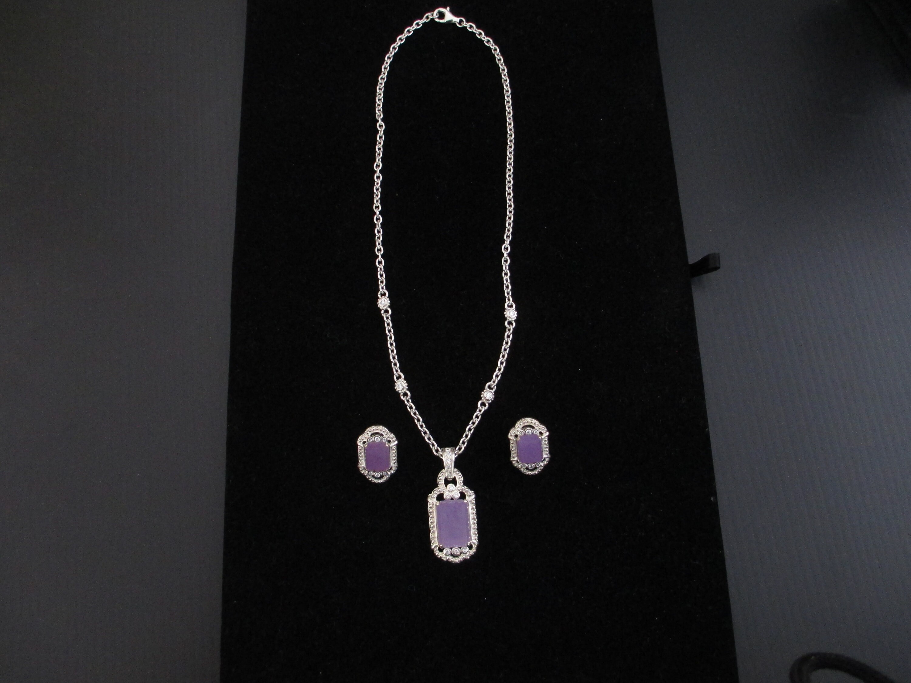 Judith Ripka Sterling Silver & Purple Chalcedony Necklace and Earring ...