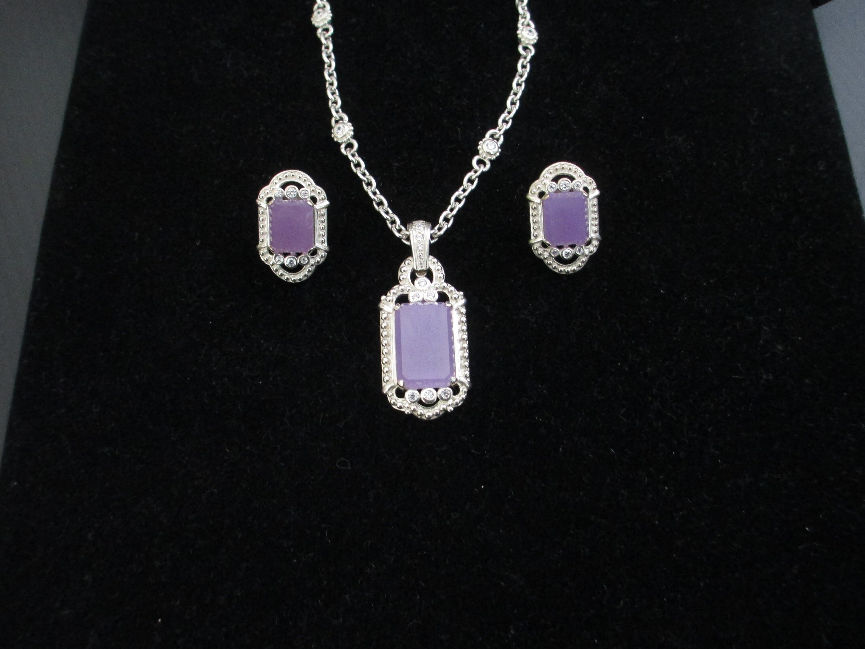 Judith Ripka Sterling Silver & Purple Chalcedony Necklace and Earring ...