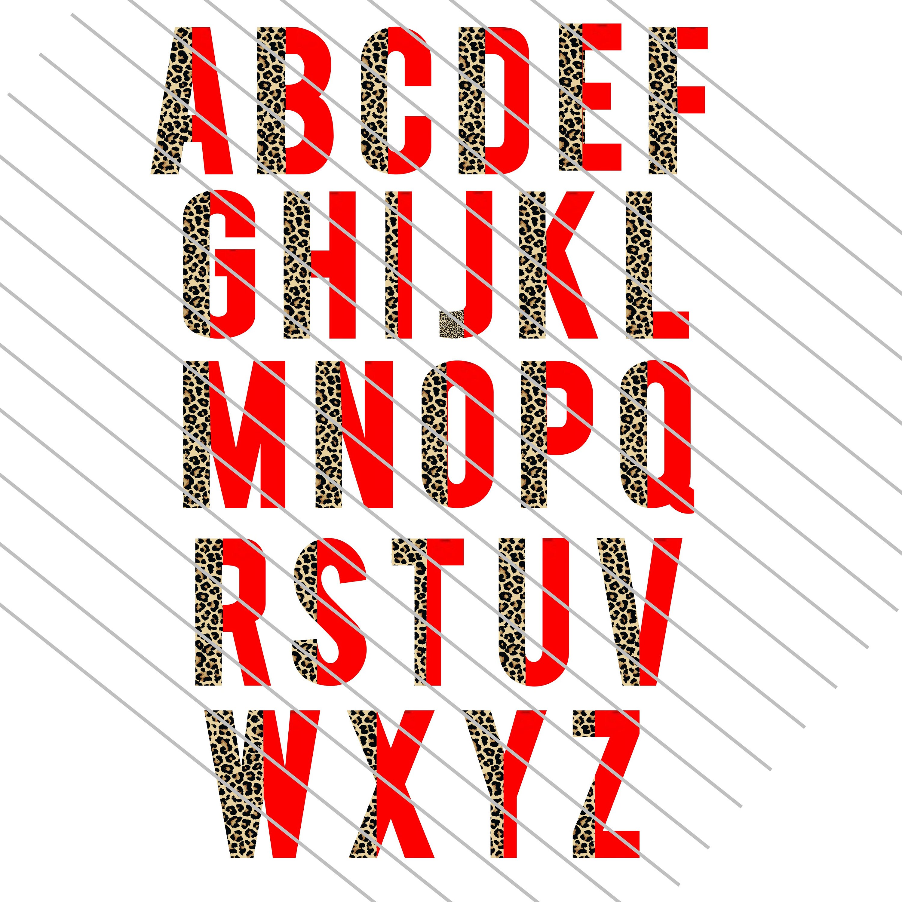 HALF LEOPARD FONT Red Color Alphabet Leopard Abc Alphabet - Etsy