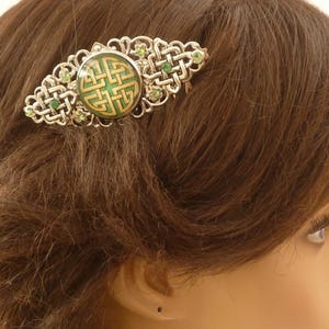 Wide Ireland Hair Comb With Celtic Knots Green Silver Colored Updo ...