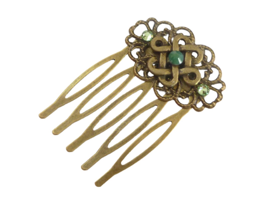 Delicate Hair Comb With Celtic Knots Green Bronze Ireland Hair ...